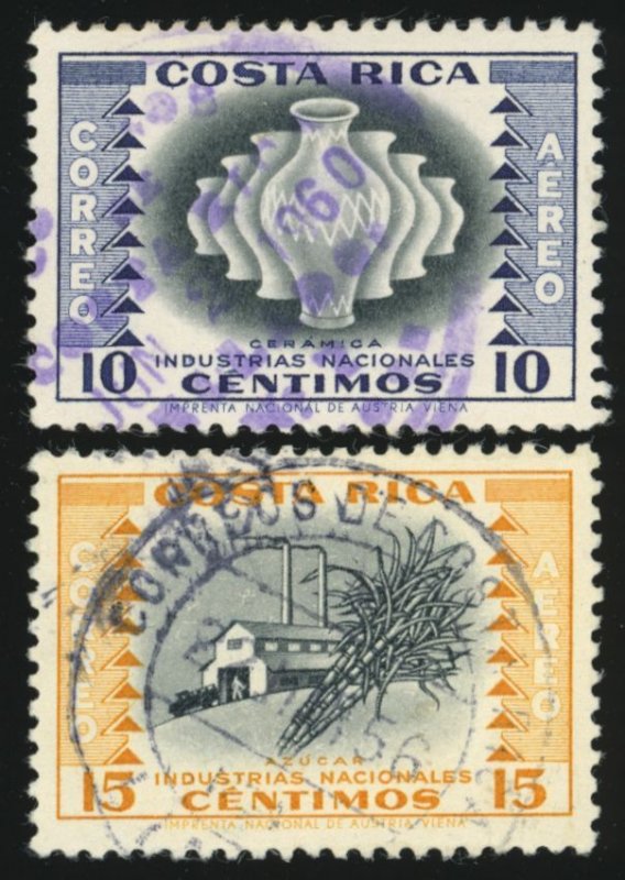 COSTA RICA Sc C253-54 VF/USED - 1954 10c & 15c - Ceramics & Sugar ...