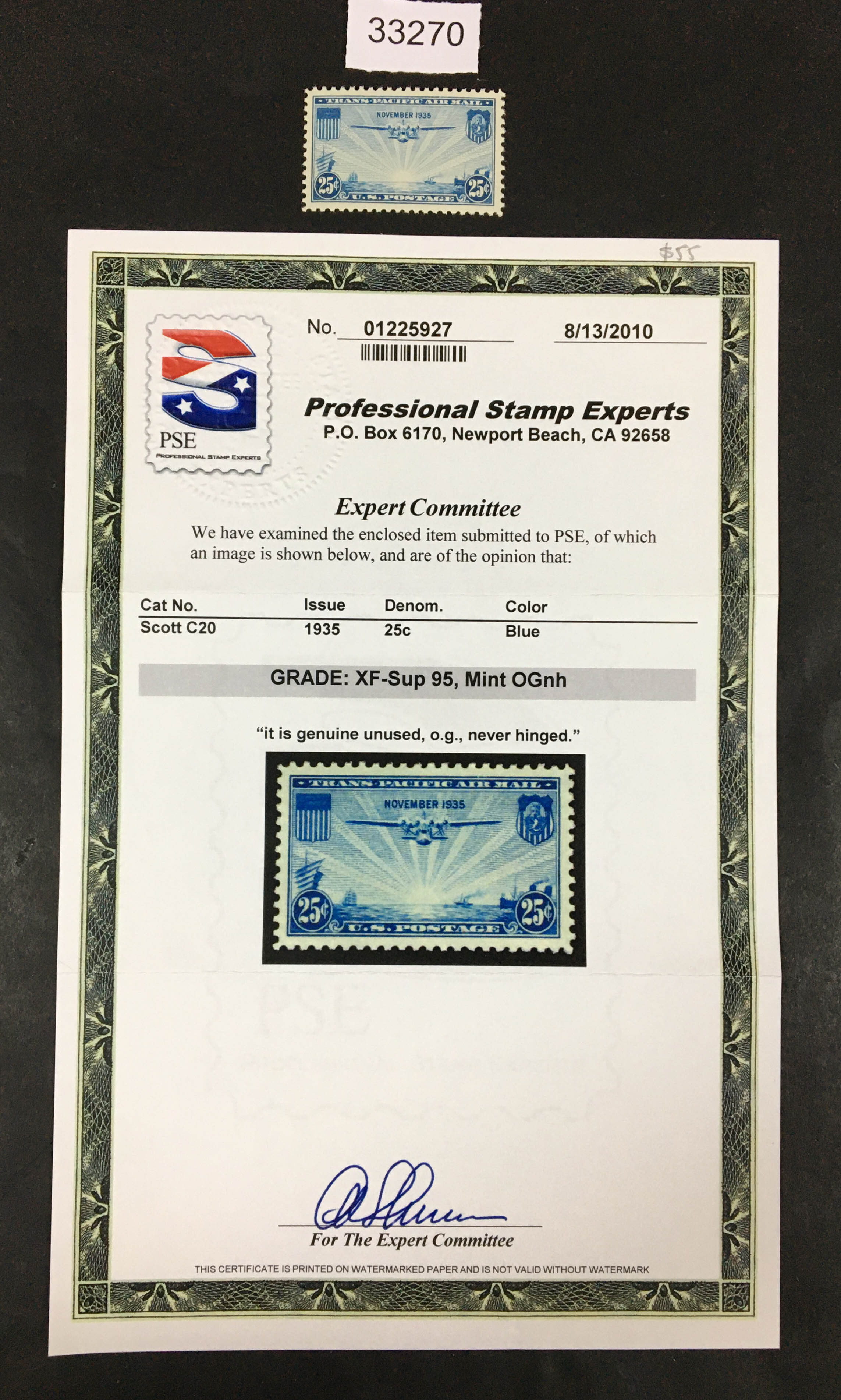 US Stamps # C20 Mint OG NH **Pse Graded Xf-Sup 95 Cert** SMQ $55 LOT ...
