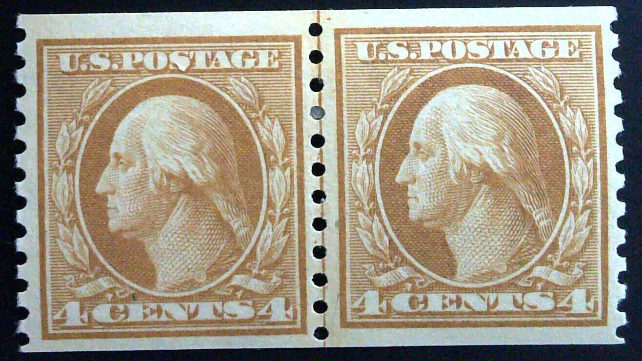 Scott#495 -VF - 4c Orange Brown - Joint Line Pair - Washington - HR OG ...