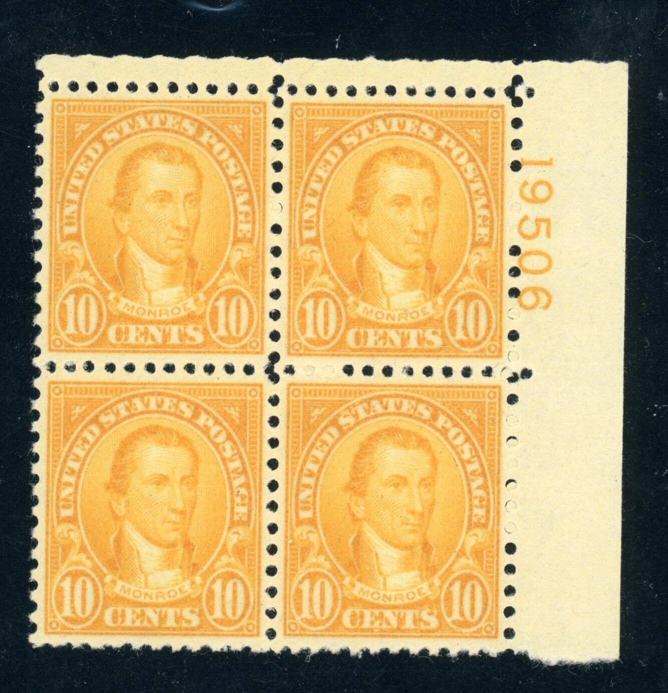 US Stamp #642 Monroe 10c - Plate Block of 4 - MNH - CV $22.50 | United ...