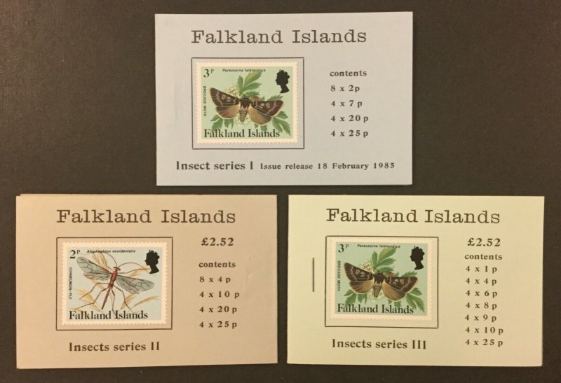 FALKLAND ISLANDS Insect Series Booklets, I, II, III. 1984-5. FVF, MNH ...