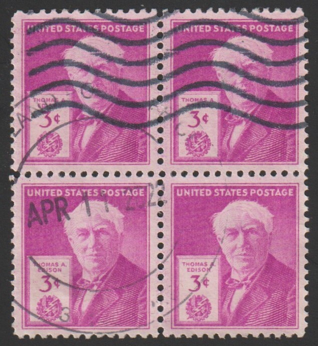 SC# 945 - (3c) - Thomas Edison - Used Block/4 | United States, General ...