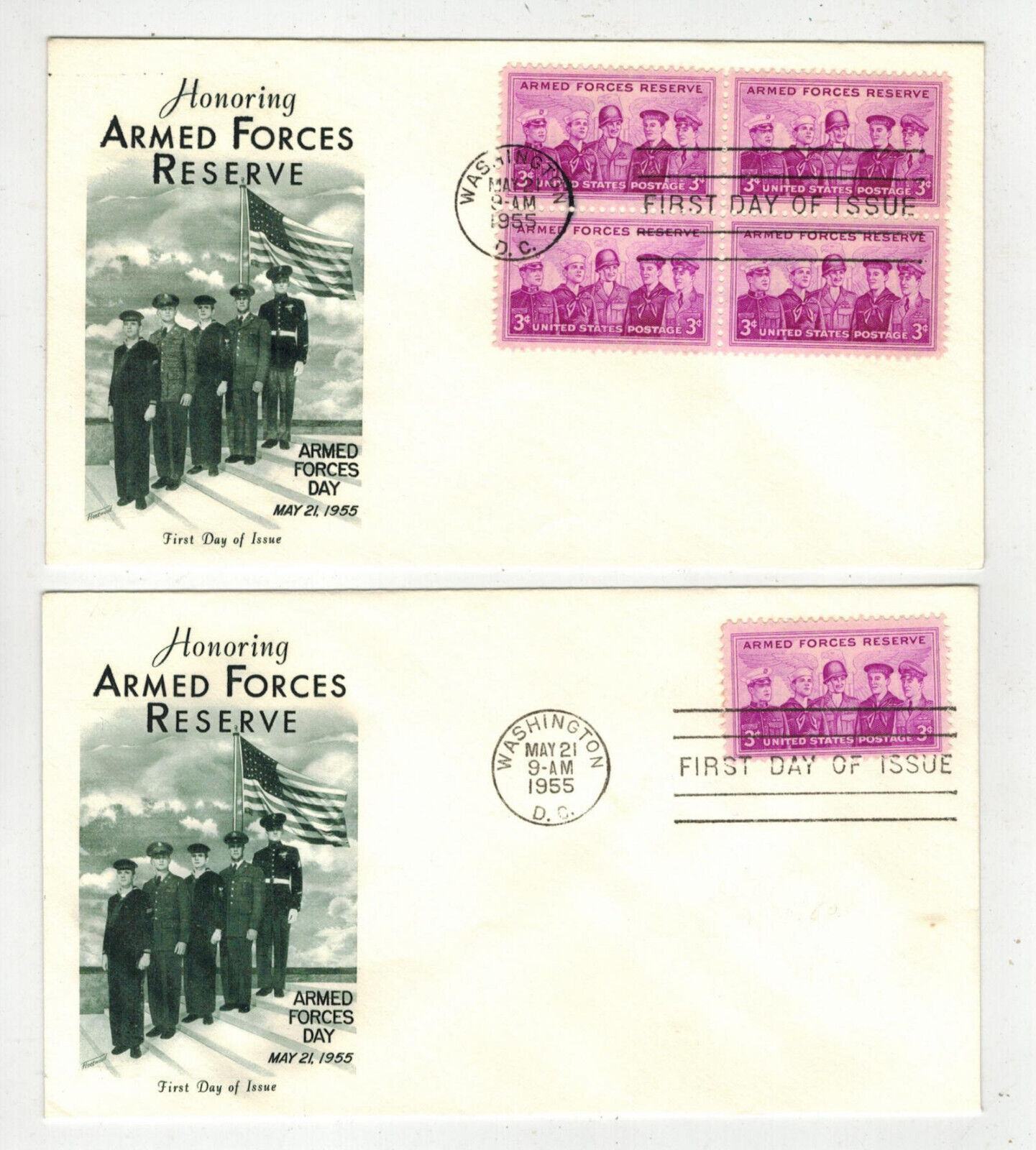 1955 Patriotic FDC SET OF 2 ARMED FORCES RESERVE ARMED FORCES DAY ...