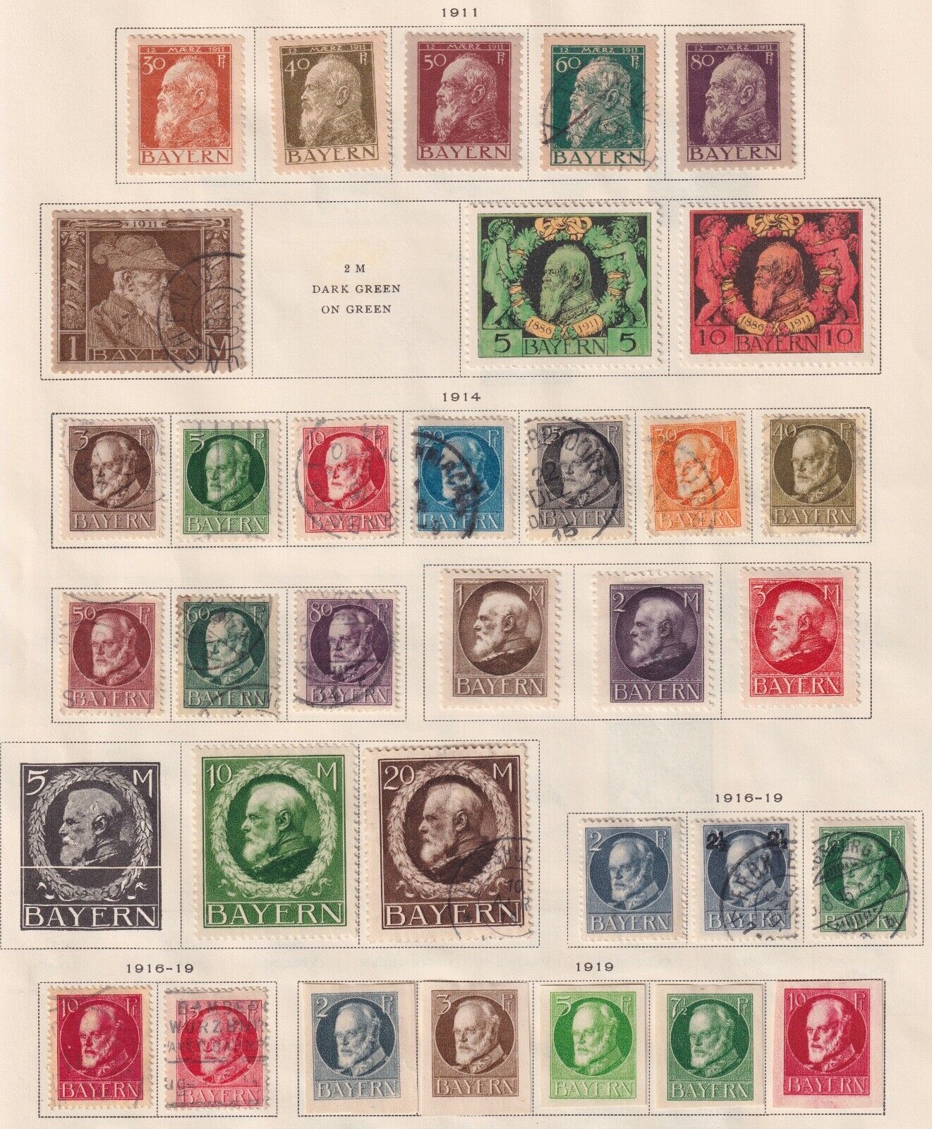 Bavaria 1849 - 1920 OLD Strong Stamp Collection on Album Page! BIN AAM ...