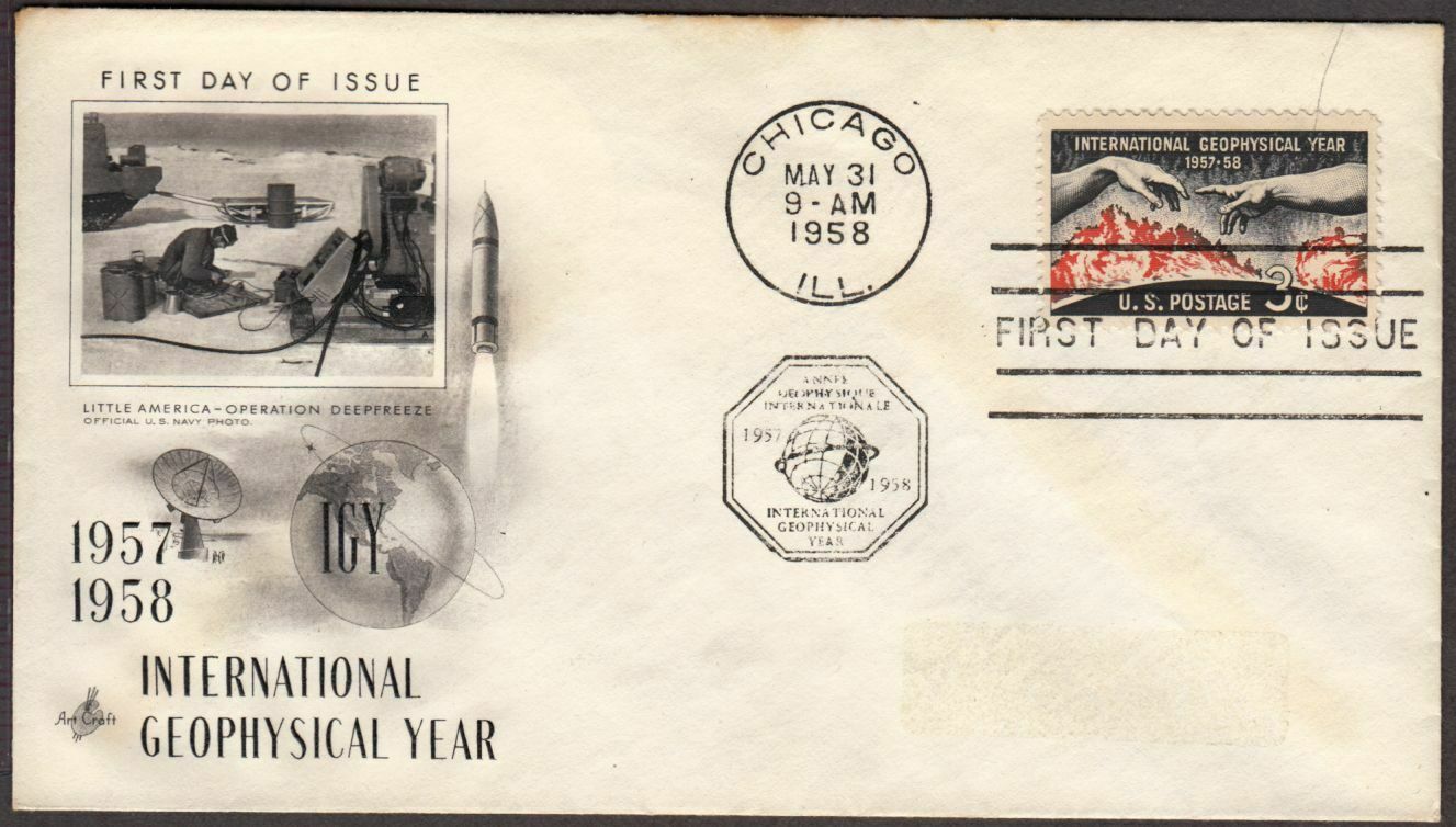 1958 International Geophysical Year IGY Sc 1107 FDC with ArtCraft ...