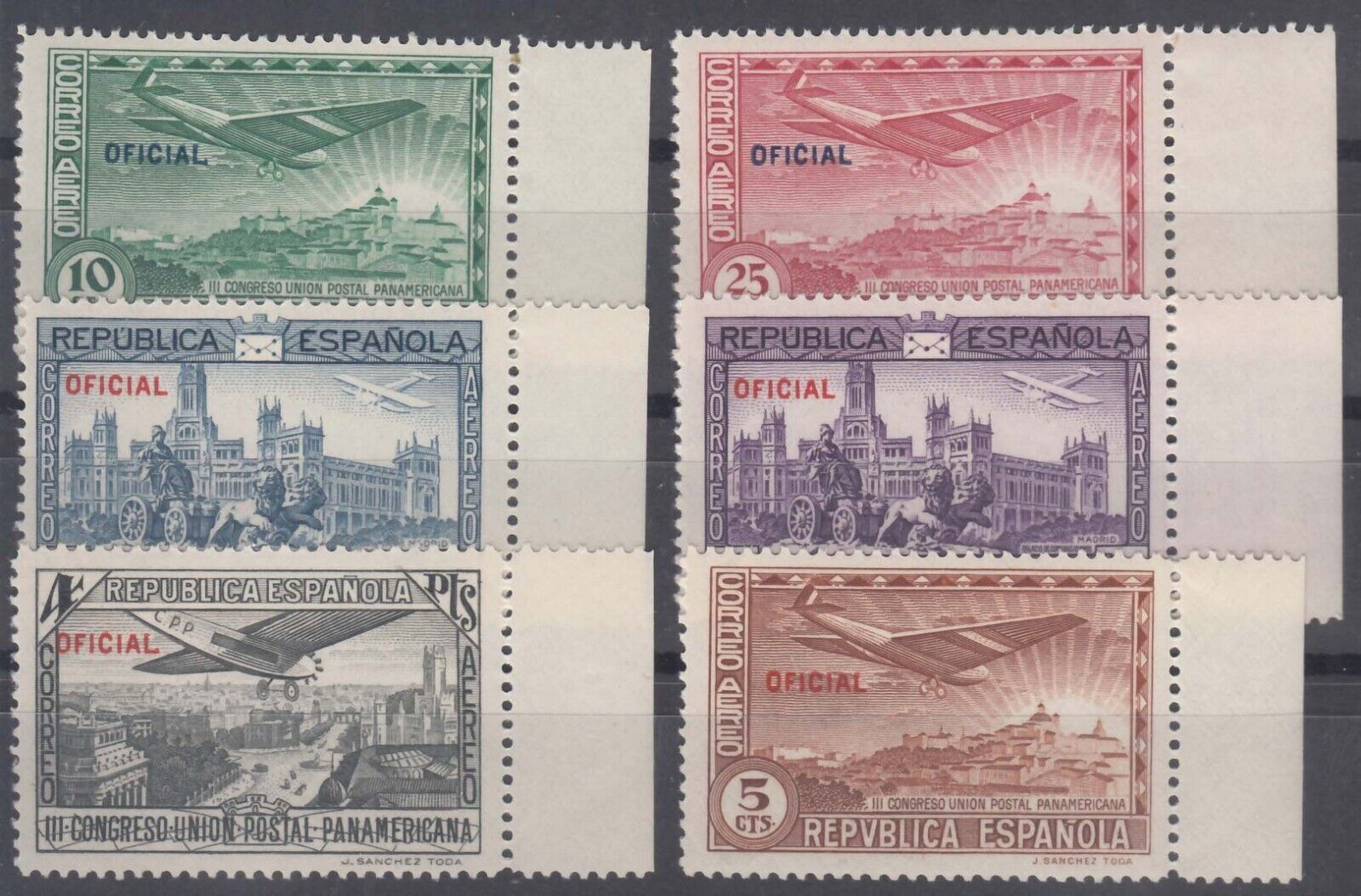 Spain 1931 Airmail Oficial overprint porto Mi#30-35 mint never hinged ...