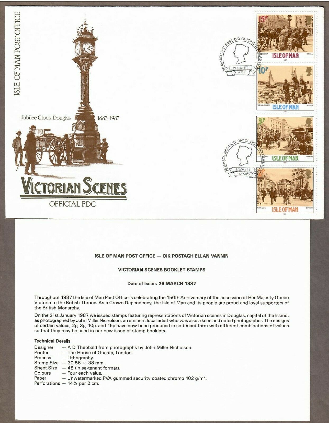 Isle of Man # 324a (half bklt pane) Victorian Scenes FDC - I Combine S ...