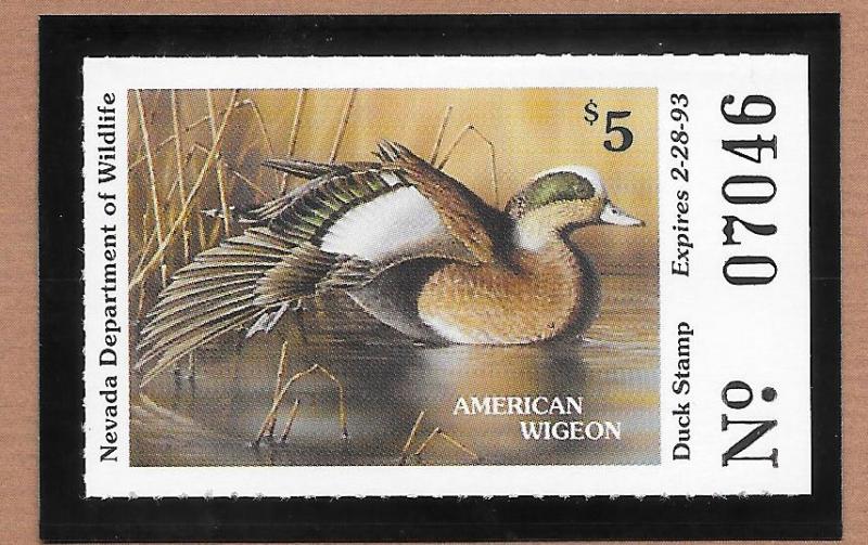 Nevada #NV14, MNH 1992 State Duck Stamp American Wigeon by Richard ...