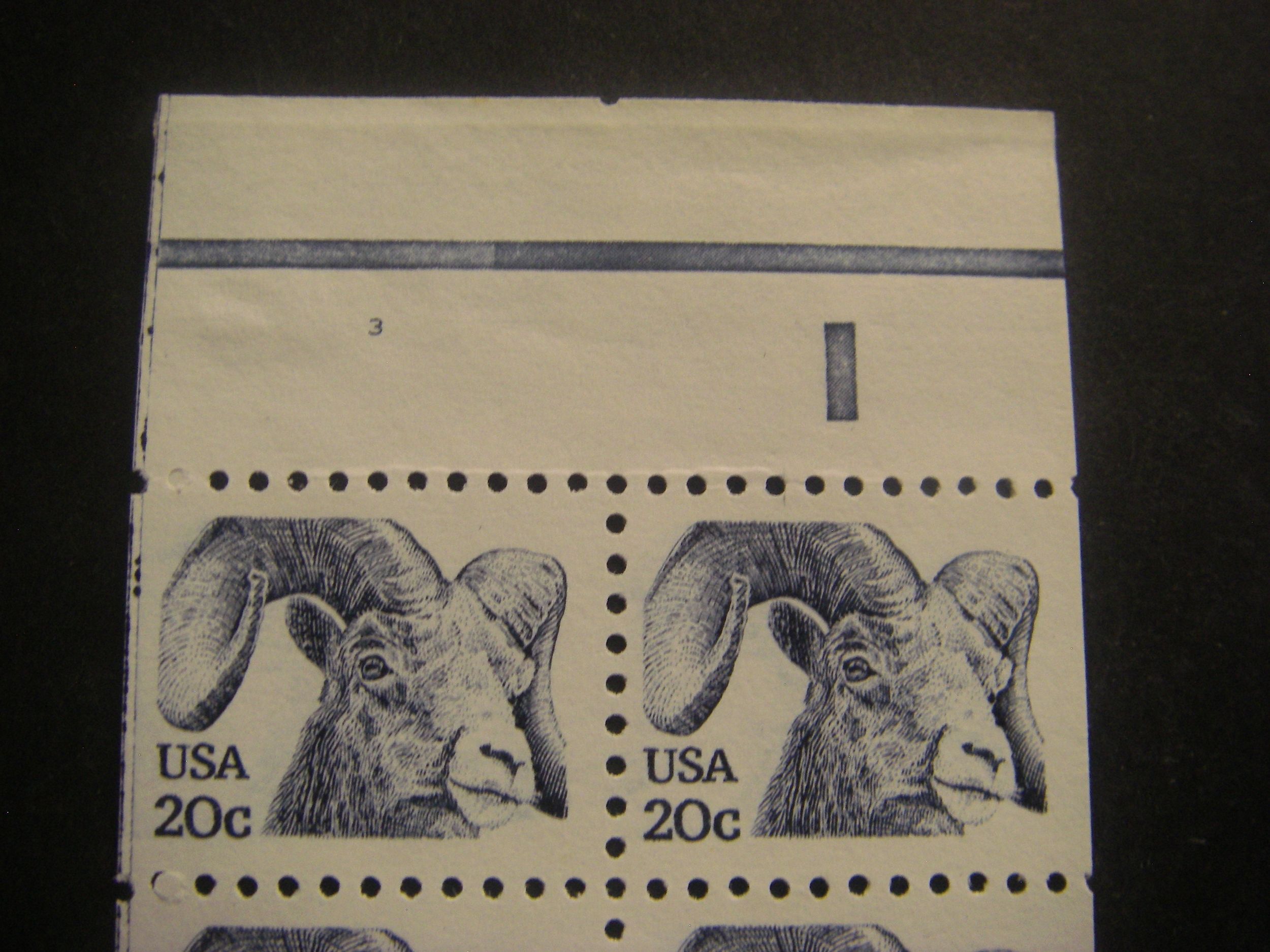 Scott 1949a, 20c Bighorn Sheep, Pane of 10, Plate #3, MNH Booklet ...