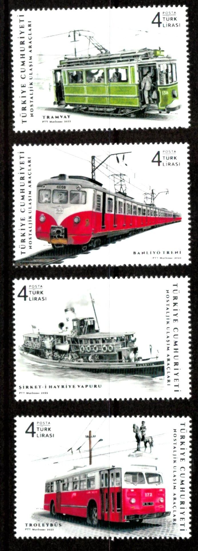 Turkish Stamps - Turkey - Nostalgic Means of Transportation Trains ...