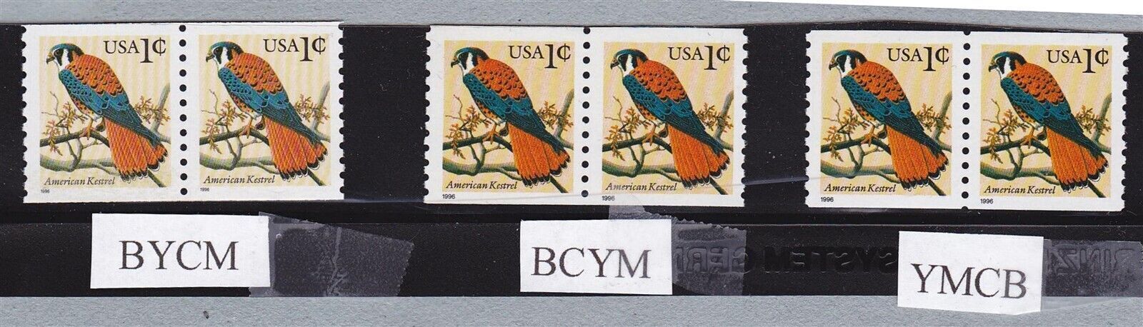Pair 1c Kestrel US 3044 BYCM , BCYM , YMCB Varieties Lot (3) MNH ...