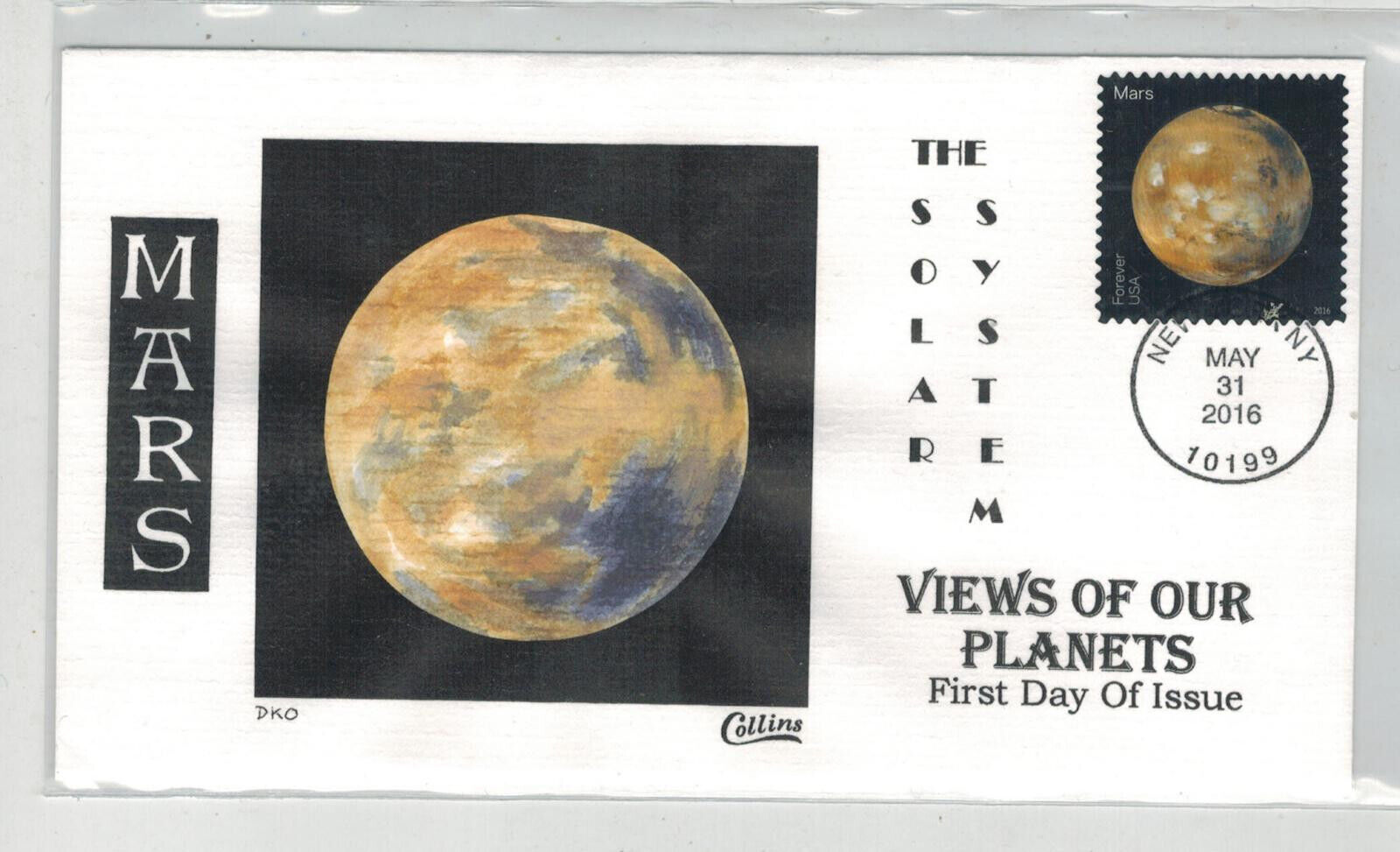 2016 Collins Handpainted Space Views of OUR Planets & Solar System Mars ...