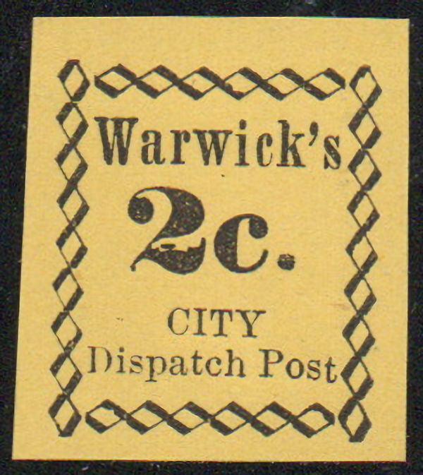 US #LOCAL Warwick 2c black on yellow, unlisted, sold as is, Fresh Color ...