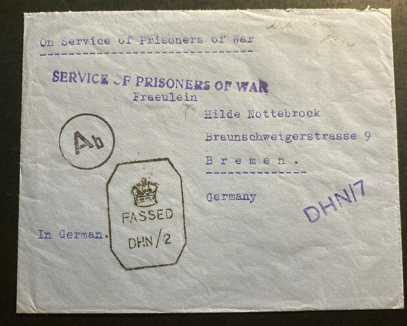 1940s Dehra Dun India POW Prisoner Of War Camp Cover to Bremen Germany Koell | Asia - India ...