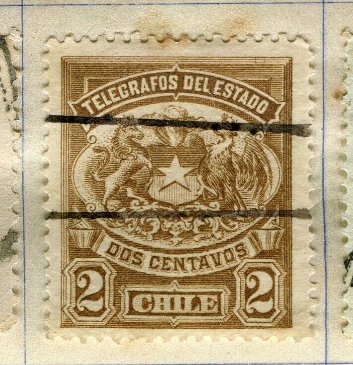 CHILE; 1890s early classic TELEGRAFOS issue used 2c. value | Central ... CHILE; 1890s early classic TELEGRAFOS issue used 2c. value | Central ...