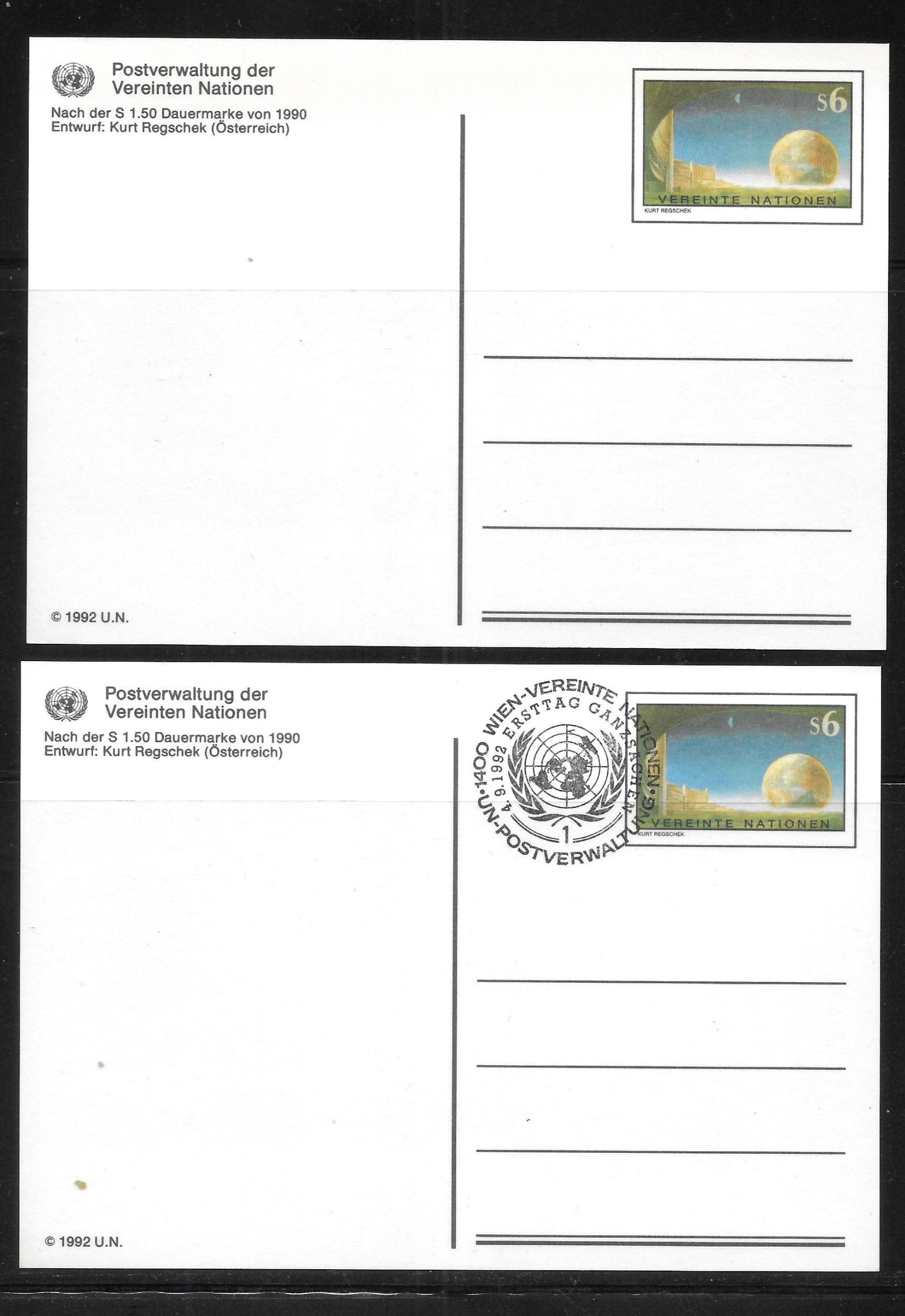 United Nations Vienna Postal Stationery Postcard UX5 Mint and FDC ...