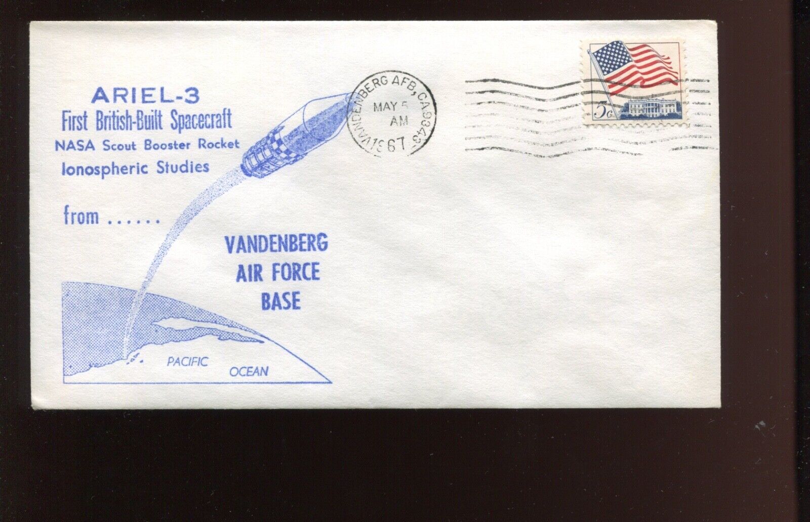 Ariel-3 British Built Satellite Launch MAY 5 1967 Vandenberg AFB Cover ...