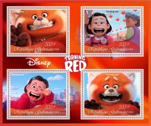 Stamps. Cartoons. Disney. Turning Red 2022 year 1+1 sheets perf Gabon ...