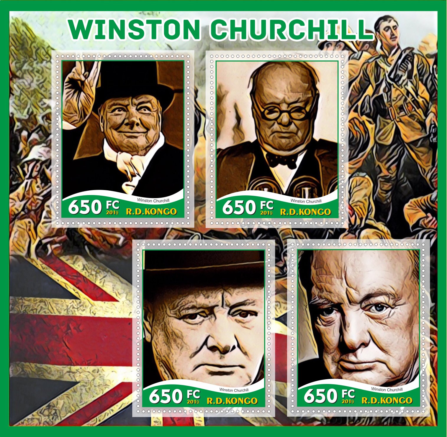 Stamps. Famous people. Winston Churchill 2019 1+1 sheets perforated ...