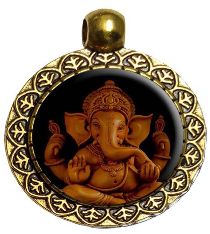 India Irrigation Stamp + Lord Ganesha Hindu God Pendant Chain Locket (L ...