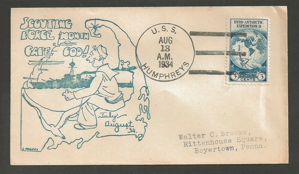 1934 USS Humphreys Scouting Force Month Cape Cod | United States, Stamp ...