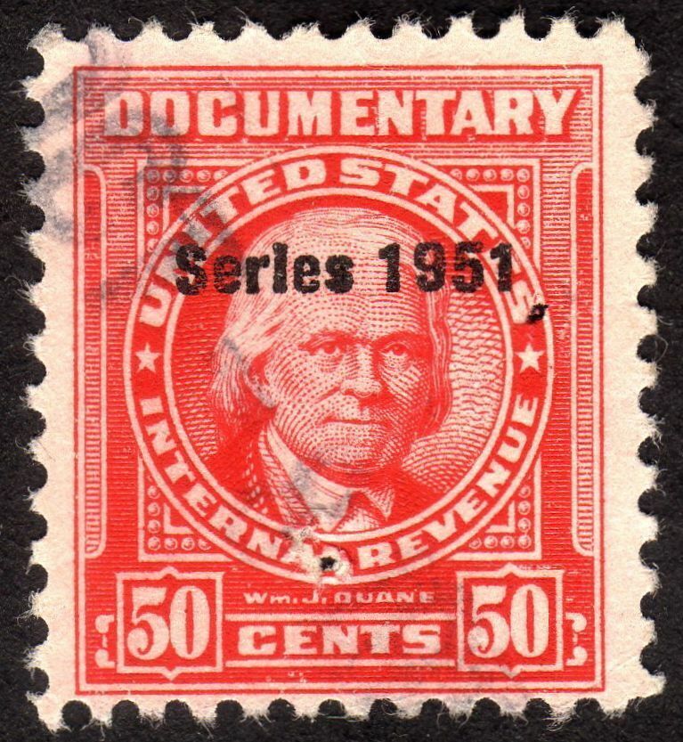 1951, US 50c, Documentary, Used, Sc R571 | United States, Revenues ...