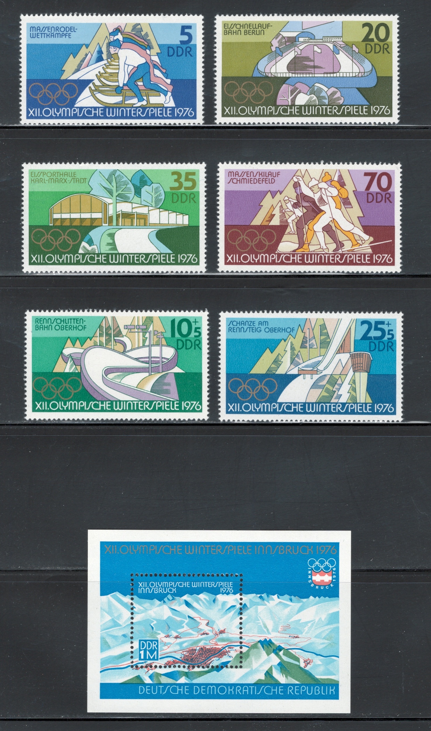 German Democratic Republic 1975 Olympics Scott # 1697 - 1701 & B178 ...