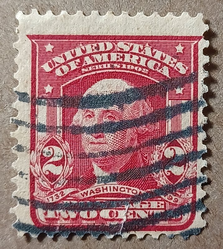United States #319F 2c George Washington USED (1908) lake, type II ...