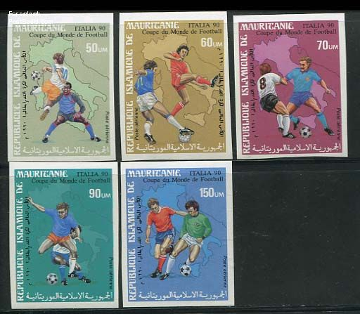 Mauretanie 1990, World Cup Football, Italy 1990 5v, Imperforated ...