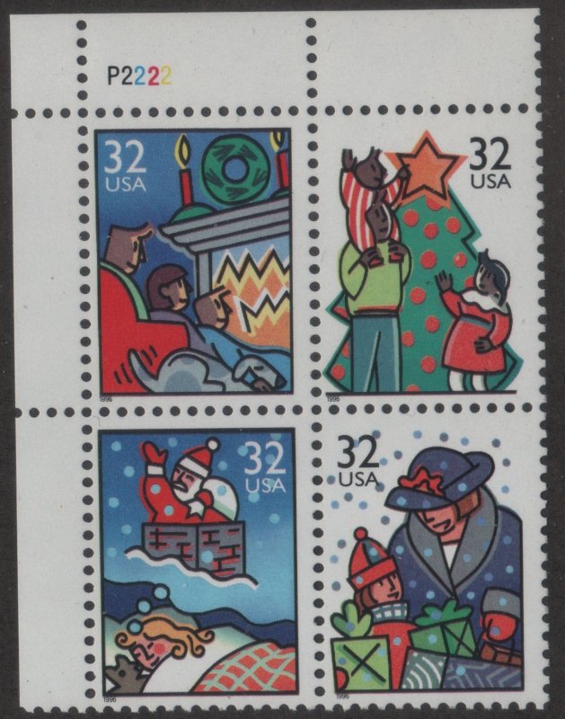 3111a 32c Christmas P2222 UL Plate Block | United States, General Issue ...
