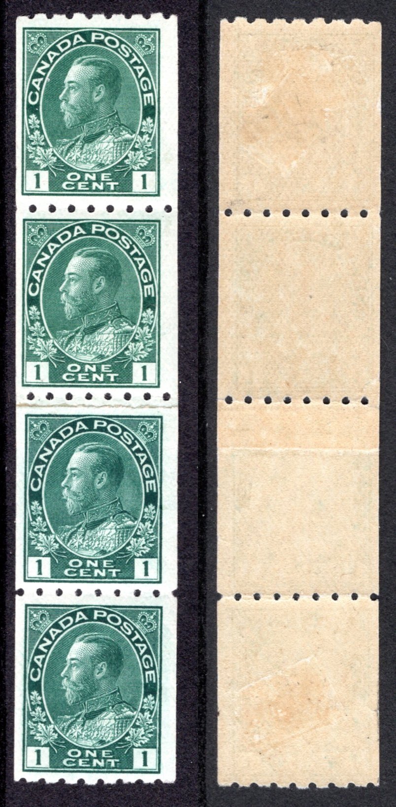 123i George V "Admiral", Paste-up Pair, MNHOG on pair, strip of 4 ...