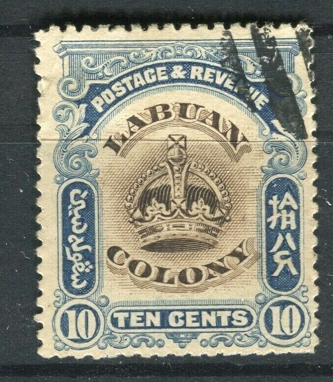 LABUAN; 1902 early classic Crown Colony issue used Shade of 10c. value ...