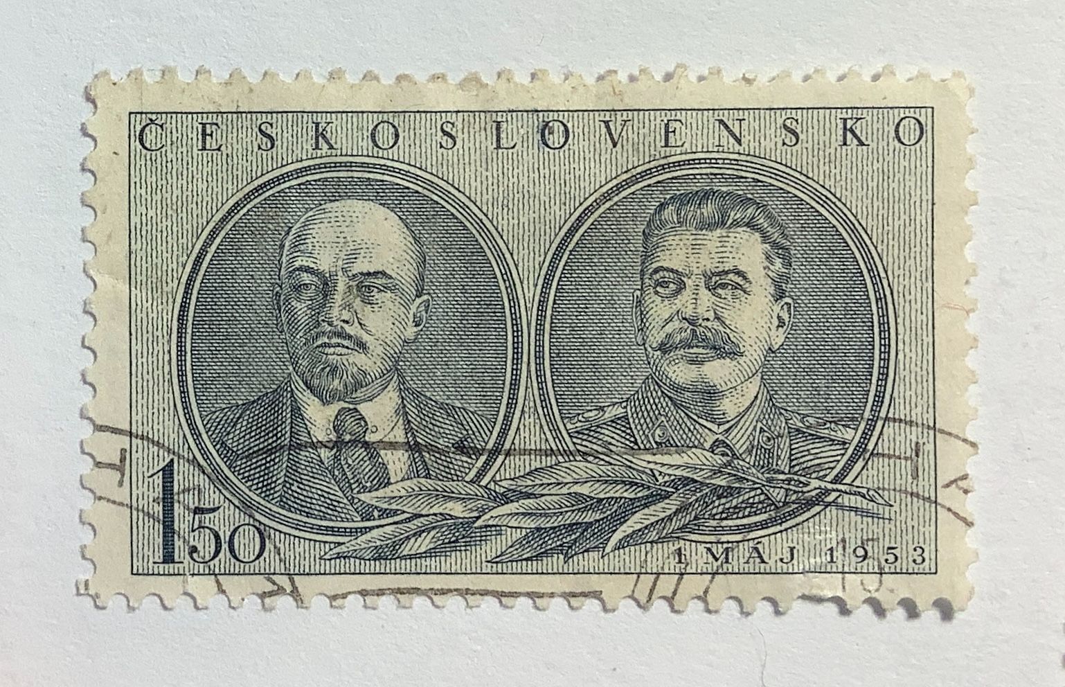 Czechoslovakia 1953 Scott 590 used - 1.50k, Lenin and Stalin, May 1st ...