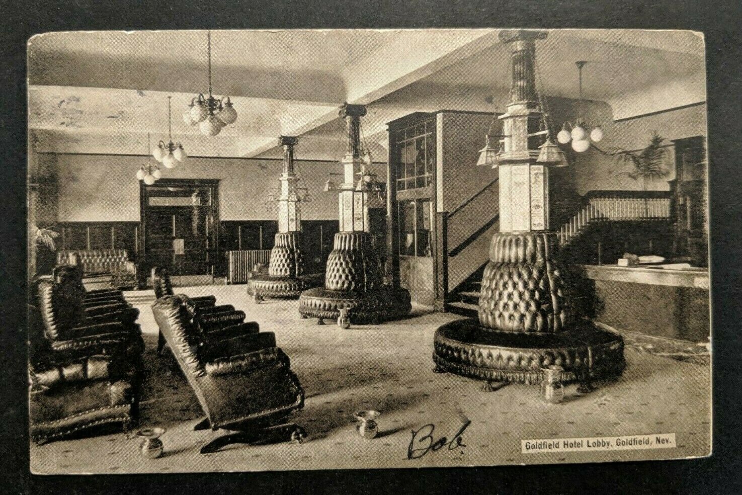 Vintage Goldfield Nevada to Ohio Hotel Lobby Real Picture Postcard ...