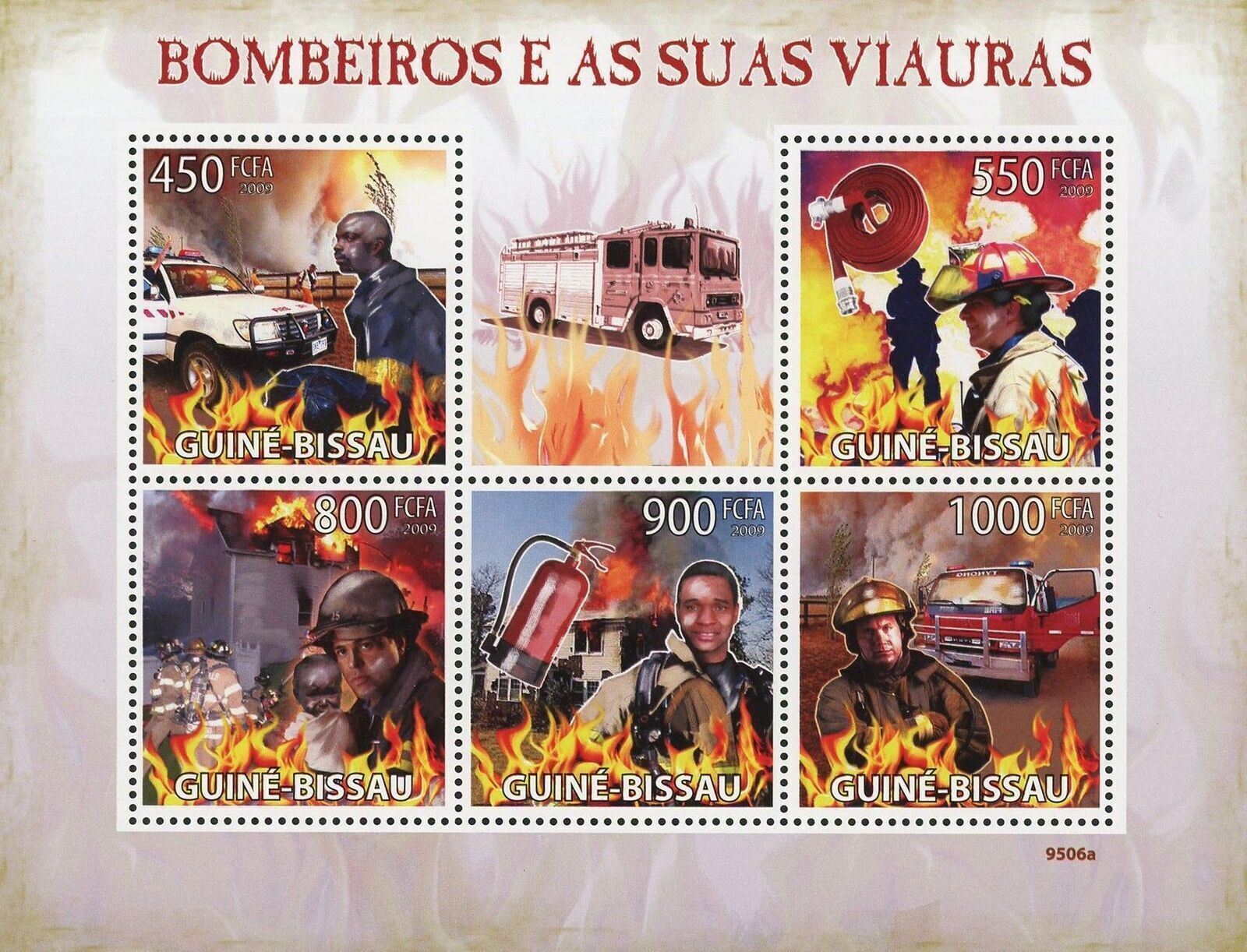 Firefighter Fireman Truck Souvenir Sheet of 5 Stamps Mint NH ...