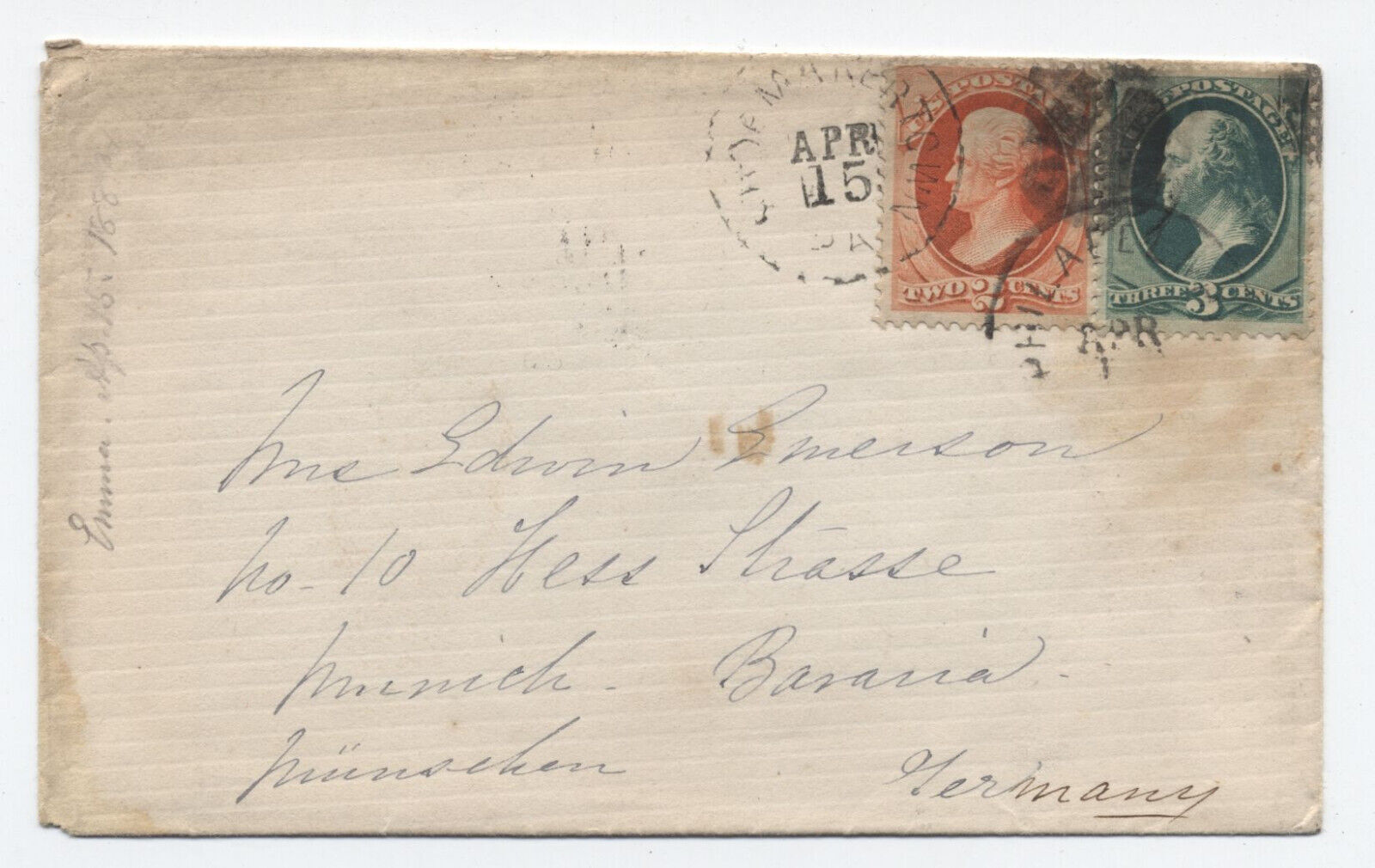 1881 Shoemakertown PA cover to Germany 1857-1888 DPO [sr.689] | United ...