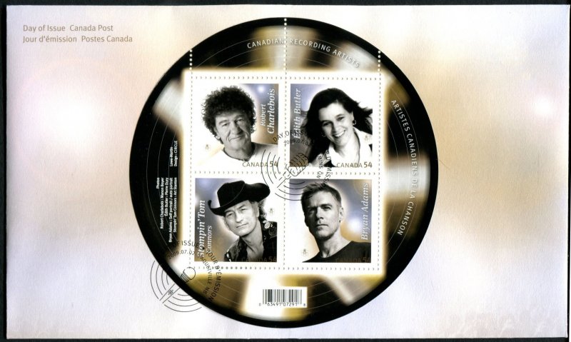 2333 Canada $2.16 Canadian Recording Artists SS, FDC | Canada, General ...