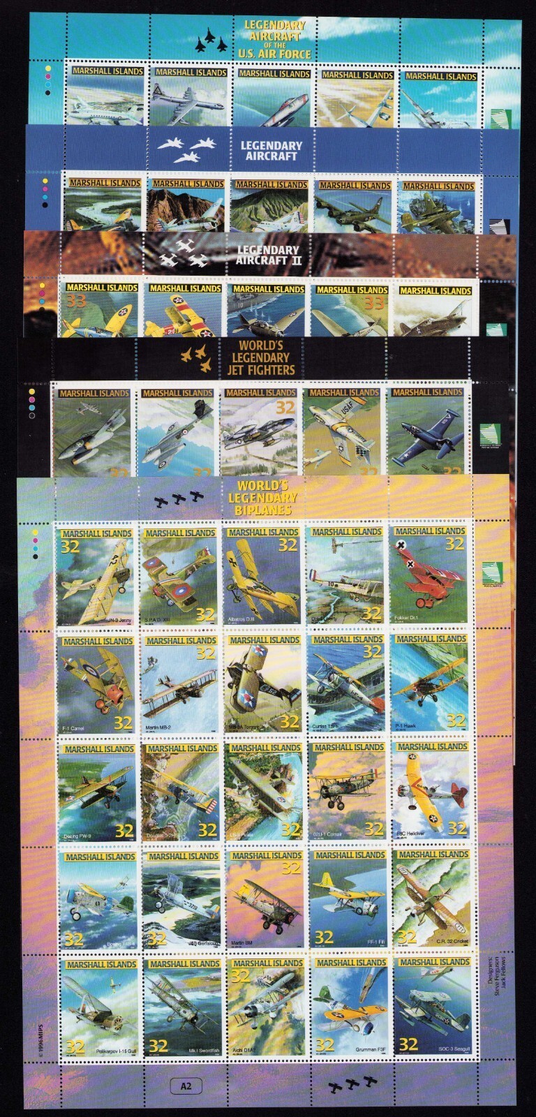 Marshall Islands 600, 617, 641, 708, 728 Legendary Plane Stamp Sheets ...