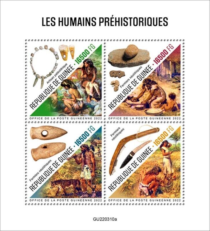 Guinea - 2022 Prehistoric Humans, Craftsman, Farmers - 4 Stamp Sheet ...