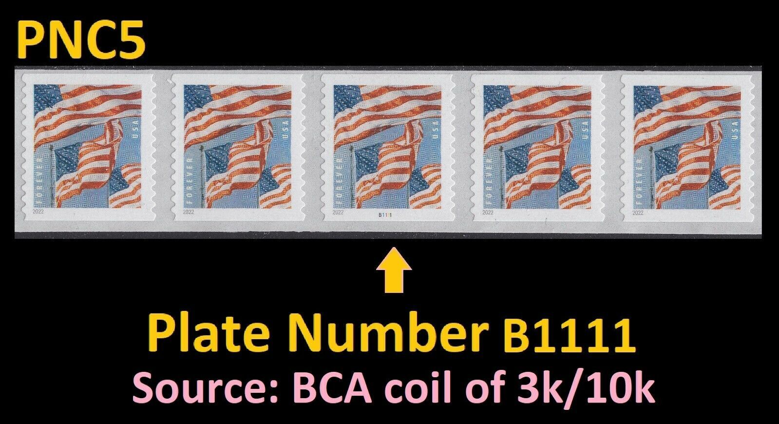 US 5655 Flags forever PNC5 B1111 (from coil of 3000 or 10000) MNH 2022 ...