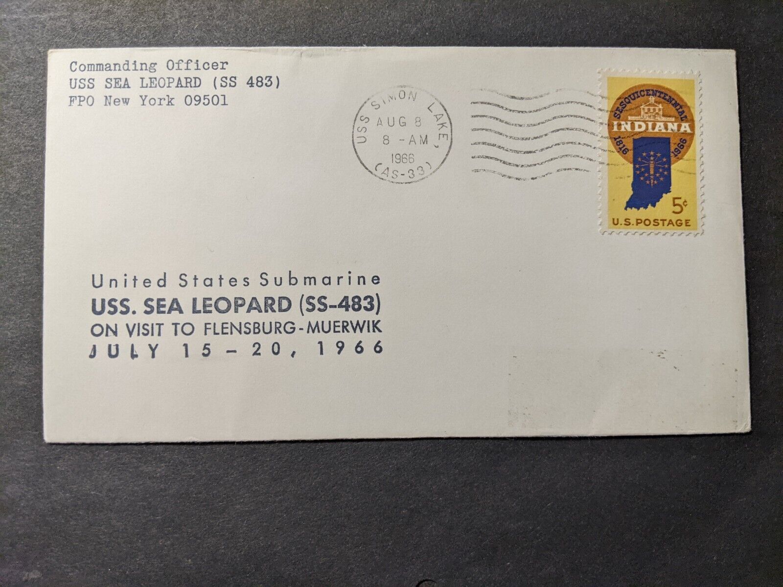Submarine USS SEA LEOPARD SS-483 Naval Cover 1966 FLENSBURG, GERMANY ...