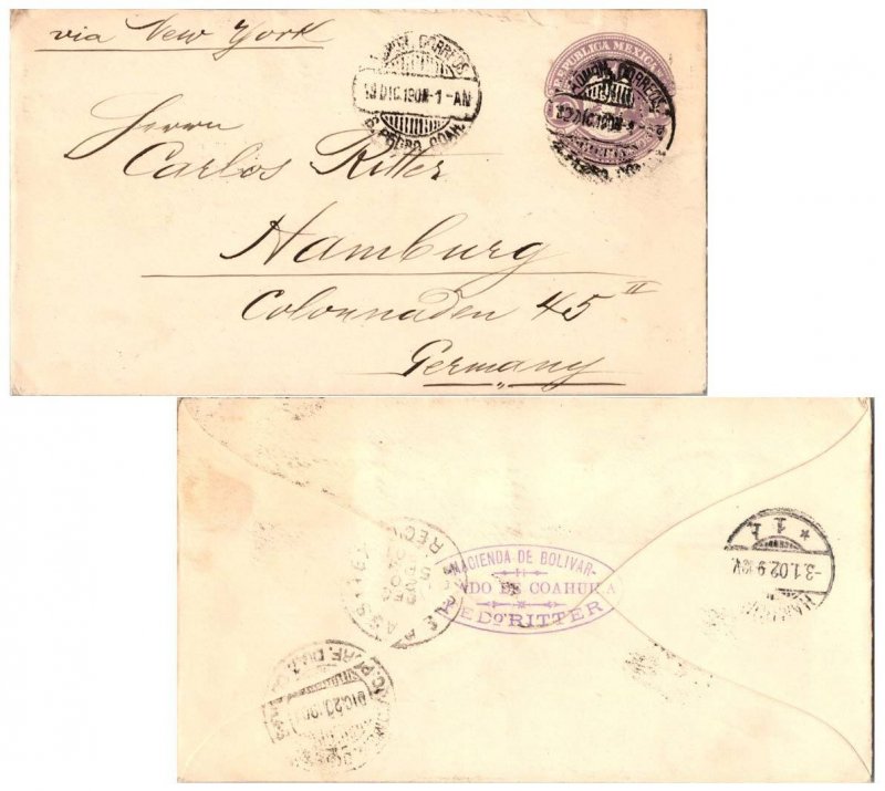Mexico 10c Coat of Arms Envelope 1901 Admon. Correos, S. Pedro, Coah ...