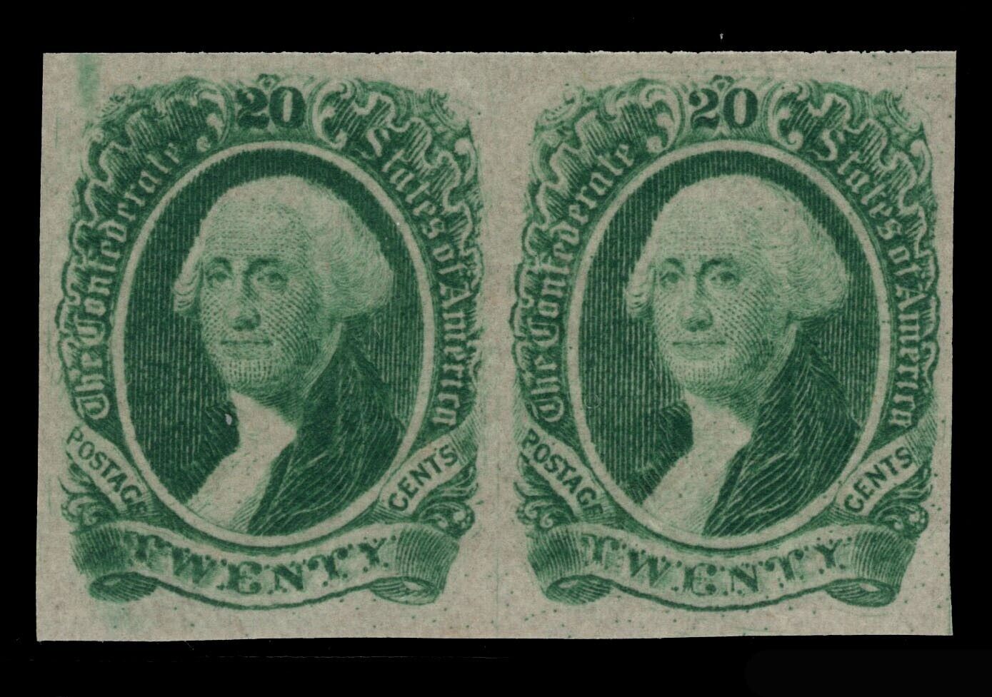 US Stamps CSA #13B Dark Green Pair Imperf Mint OG NH VF+ LOT #85842 ...