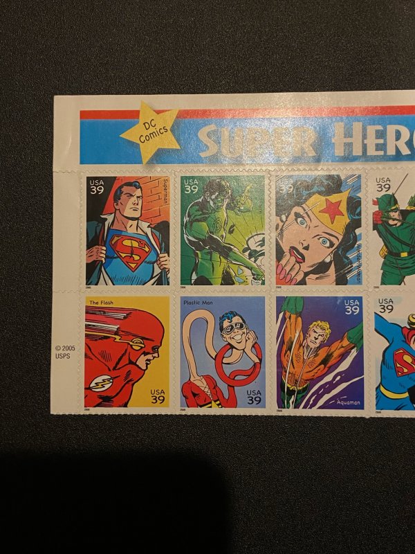 2005 USPS DC Comics Super Heroes, Chapter One 1/2 Sheet, 10 $.0.39 ...