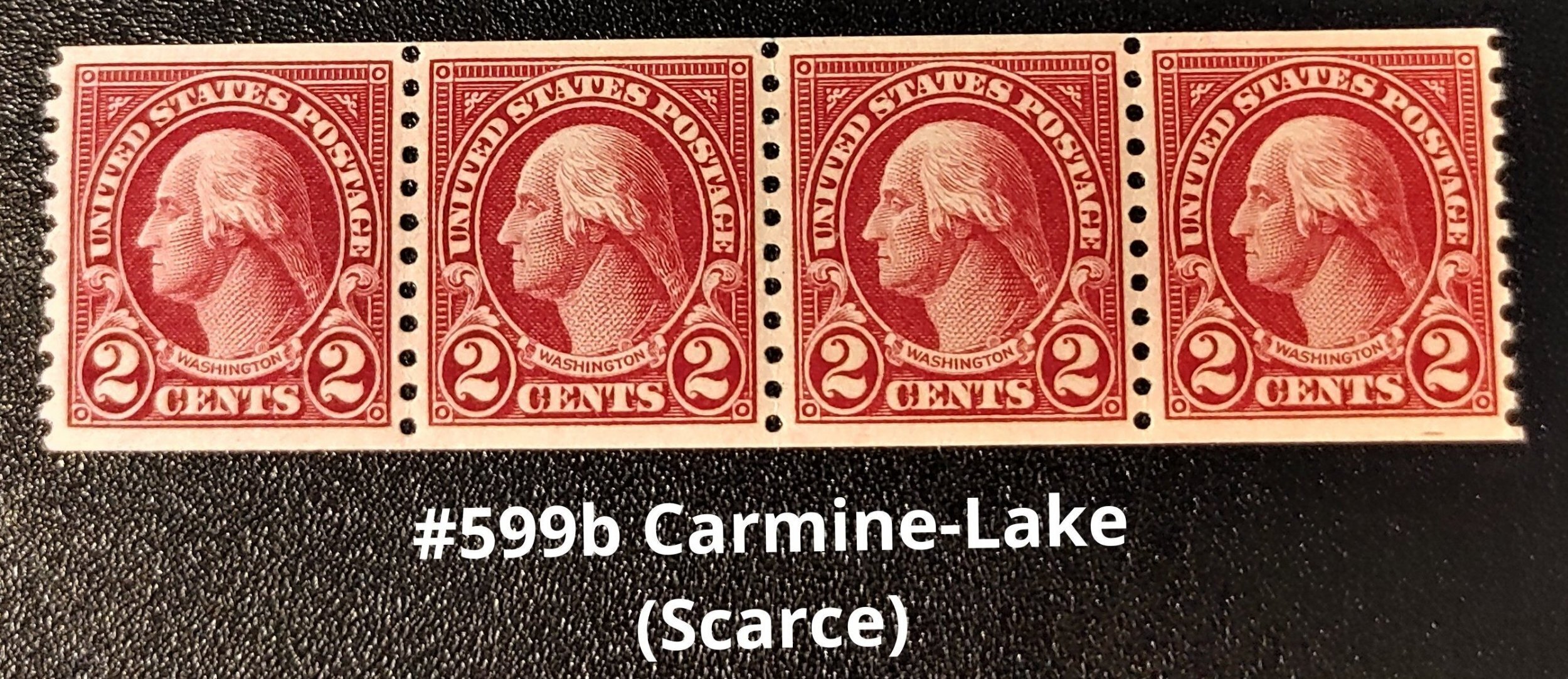 Scott# 599b - Washington 1923 2¢ Scarce Carmine-Lake. MNH OG. SCV ...