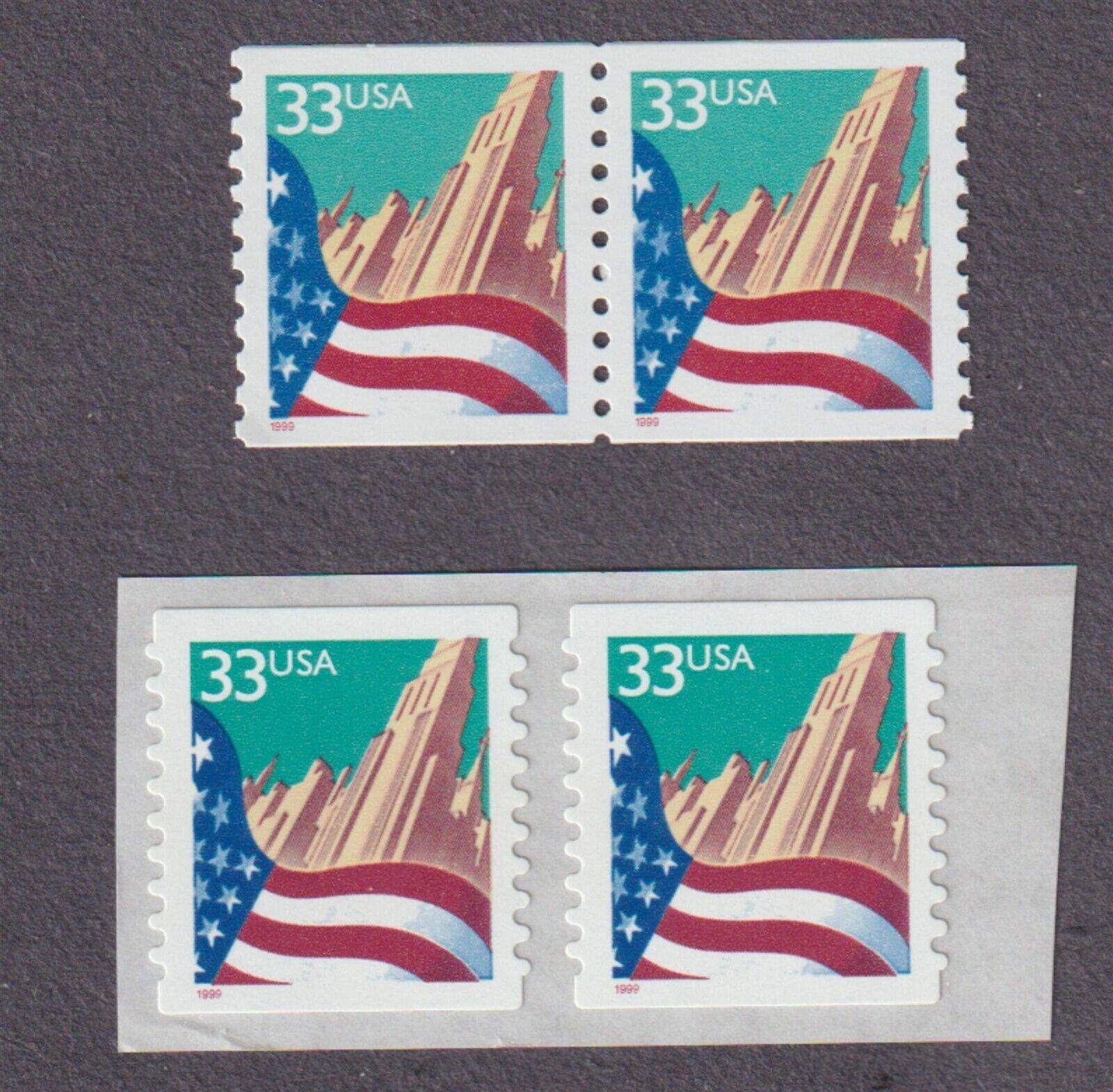 Pair 33c Flag US #3280, 3282 WA/Spaces Lot (2) VF, MNH | United States ...