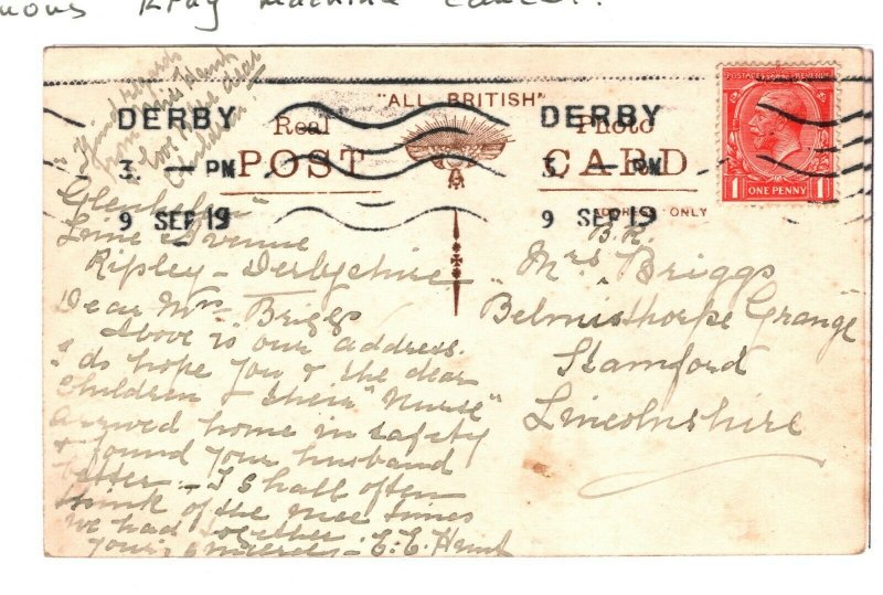 GB Card CHURCH ST RIOLEY Real Photo Postcard Derby Machine 1919 ...