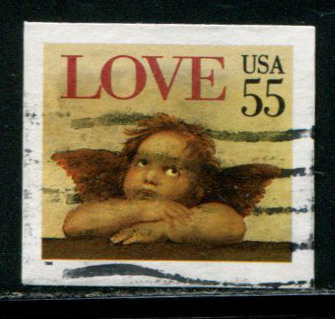 2960 US 55c Love Cherub SA, used | United States, General Issue Stamp ...