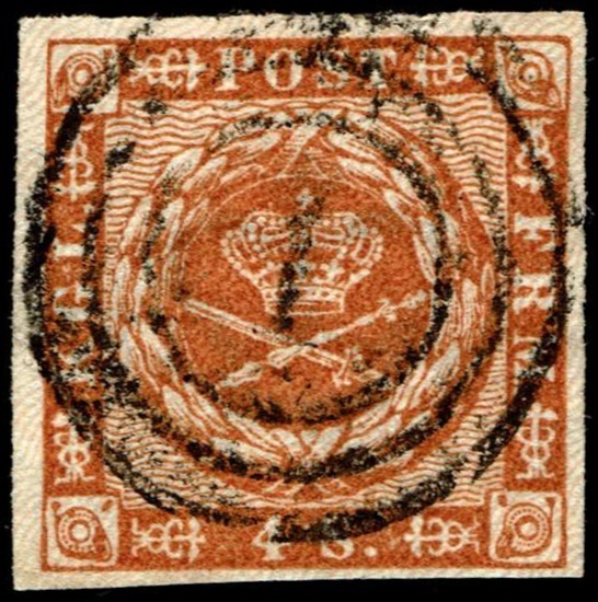 Denmark #7 Used - 4s Crown and Crossed Swords (1858) | Europe - Denmark ...