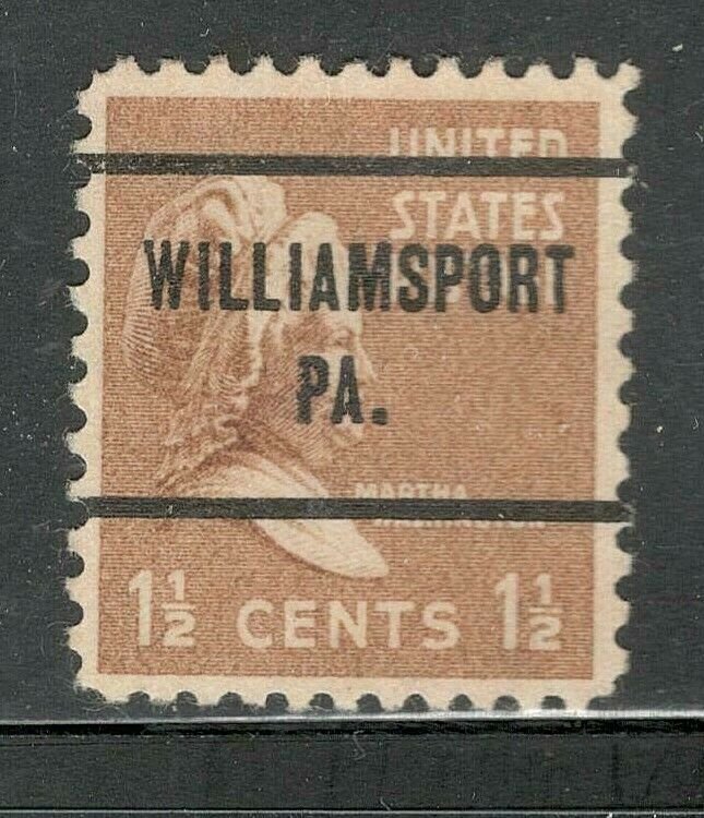 Sc # 805 ~ 1 1/2 cent Martha Washington, Precancel, WILLIAMSPORT PA ...